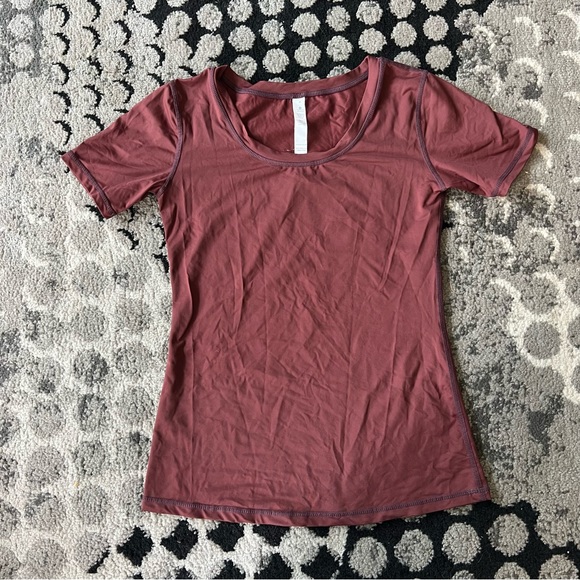lululemon athletica | Tops | Lululemon Short Sleeve Maroon Tee 4 | Poshmark